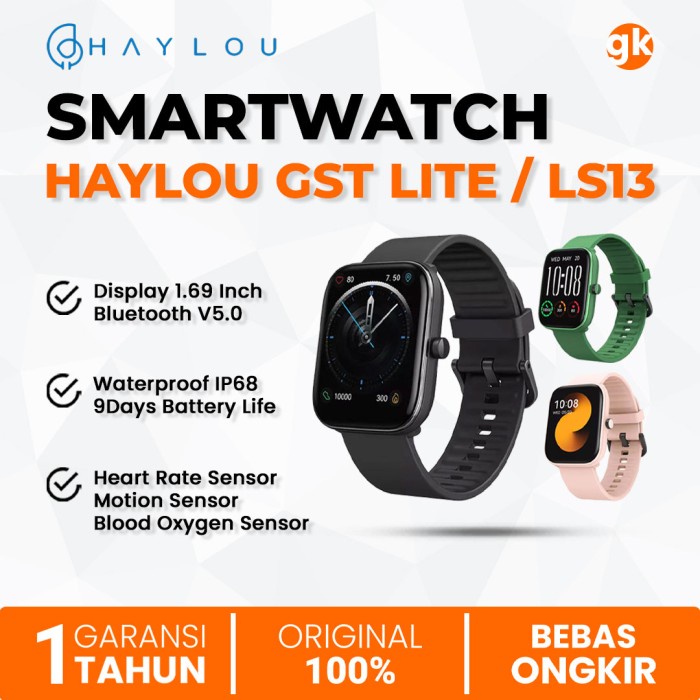 Jual HAYLOU Smartwatch GST Lite LS13 Waterproof IP68 Blood Oxygen ...