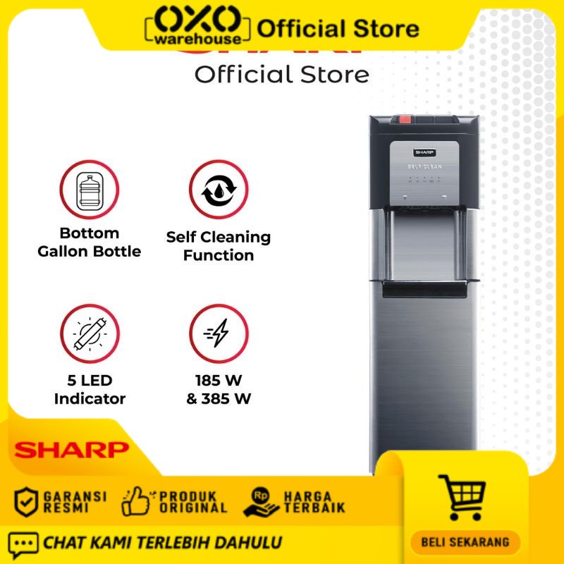 Jual SHARP WATER DISPENSER BOTTOM LOADING SELF CLEAN SWD-73EHL-SL ...