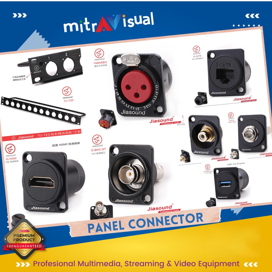Jual Konektor JIASOUND SDI HDMI RCA AUDIO RJ45 USB3 PANEL | Shopee ...