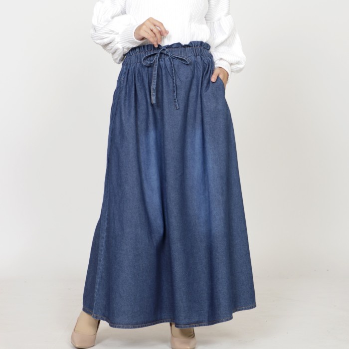 Jual Rok Panjang jeans Zahra Signature Long Skirt Denim Tiara - biru ...