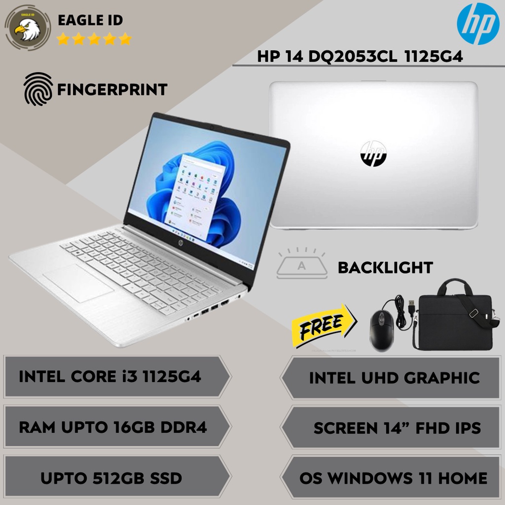 Jual LAPTOP HP 14 CORE i3 1125G4 TERBARU RAM 16GB SSD 512GB BACKLIGHT ...