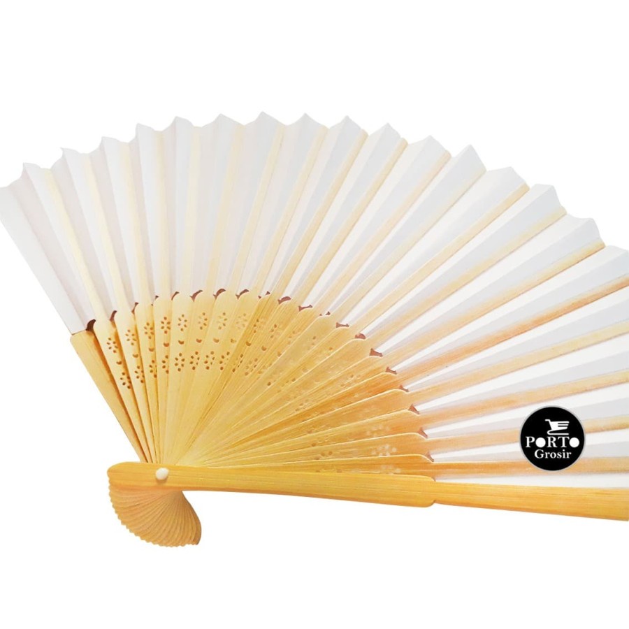 Jual Kipas Kertas Paper Fan Putih Polos 25 Cm Seni Craft Painting Lukis ...
