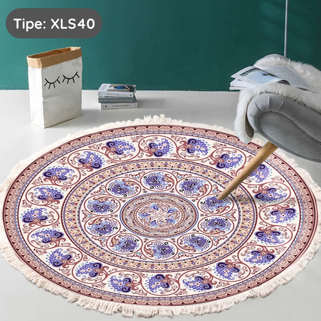 Jual KOKOMI Karpet Bohemian Yara Karpet Bulat Diameter 90cm Minimalis ...