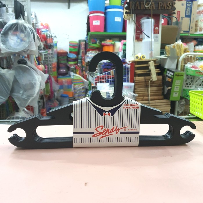 Jual Hanger Gantungan Baju Sendy Gepeng Hitam Lebar 38,5cm isi 12pcs ...