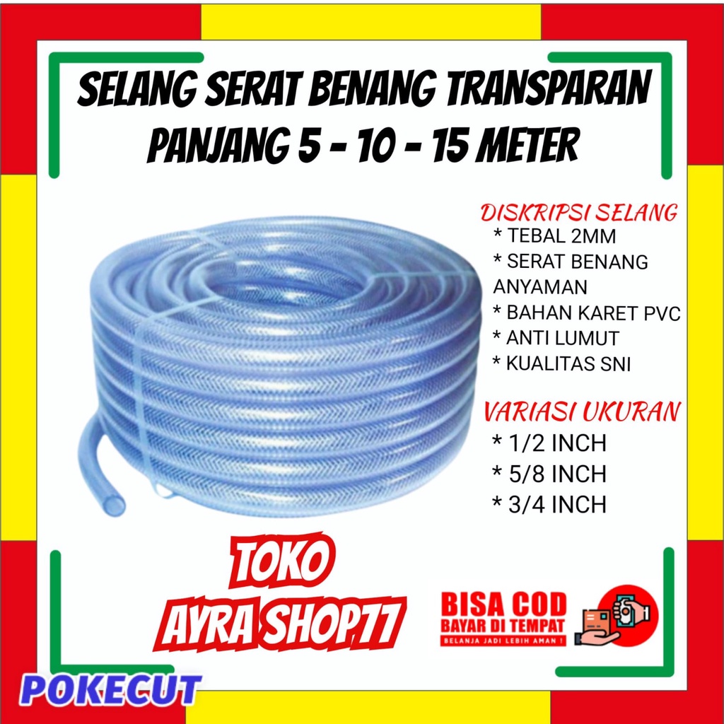 Jual PROMO SELANG AIR SERAT BENANG TRANSPARAN HAR PER 5 METER 10 METER ...