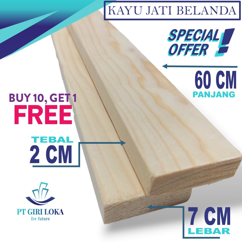 Jual Papan Kayu Jati Belanda Ukuran Tebal 2cm Lebar 7cm Panjang 60cm ...