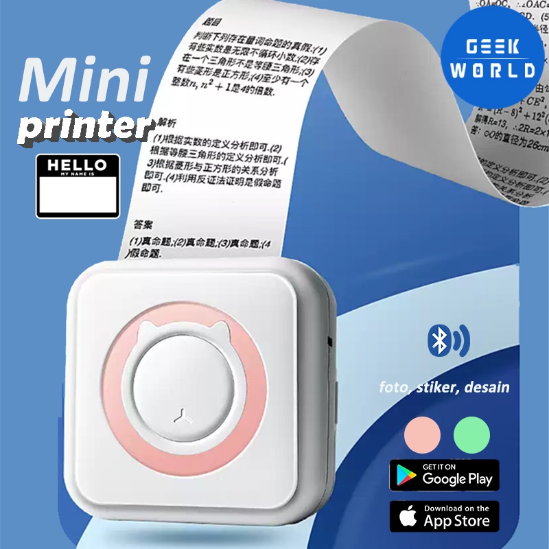 Jual Mini Portable Thermal Printer Paper Photo Pocket Thermal Printer ...