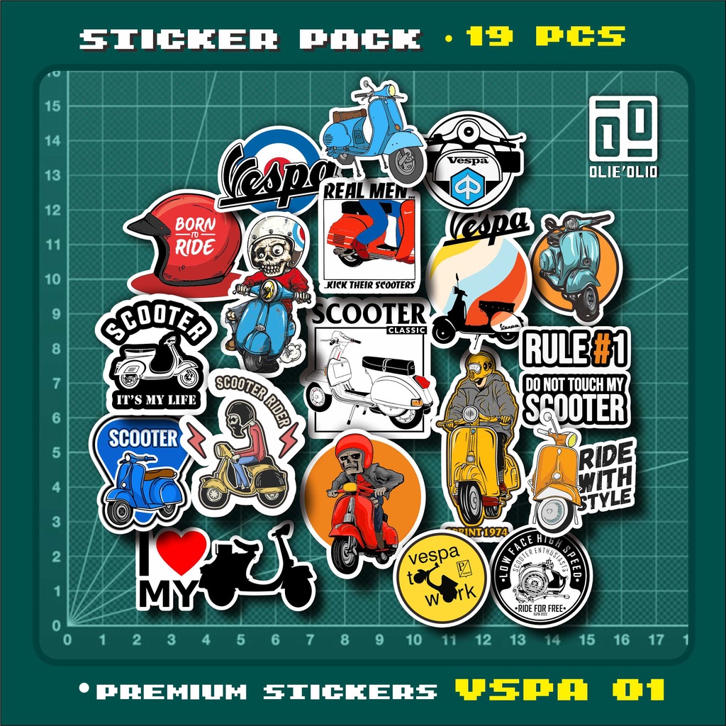 Jual STIKER PACK SCOOTER VESPA RETRO STICKER VINYL HP LAPTOP TUMBLER ...