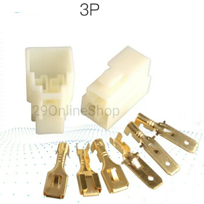 Jual soket socket konektor connector skun kabel 3 pin besar motor mobil ...