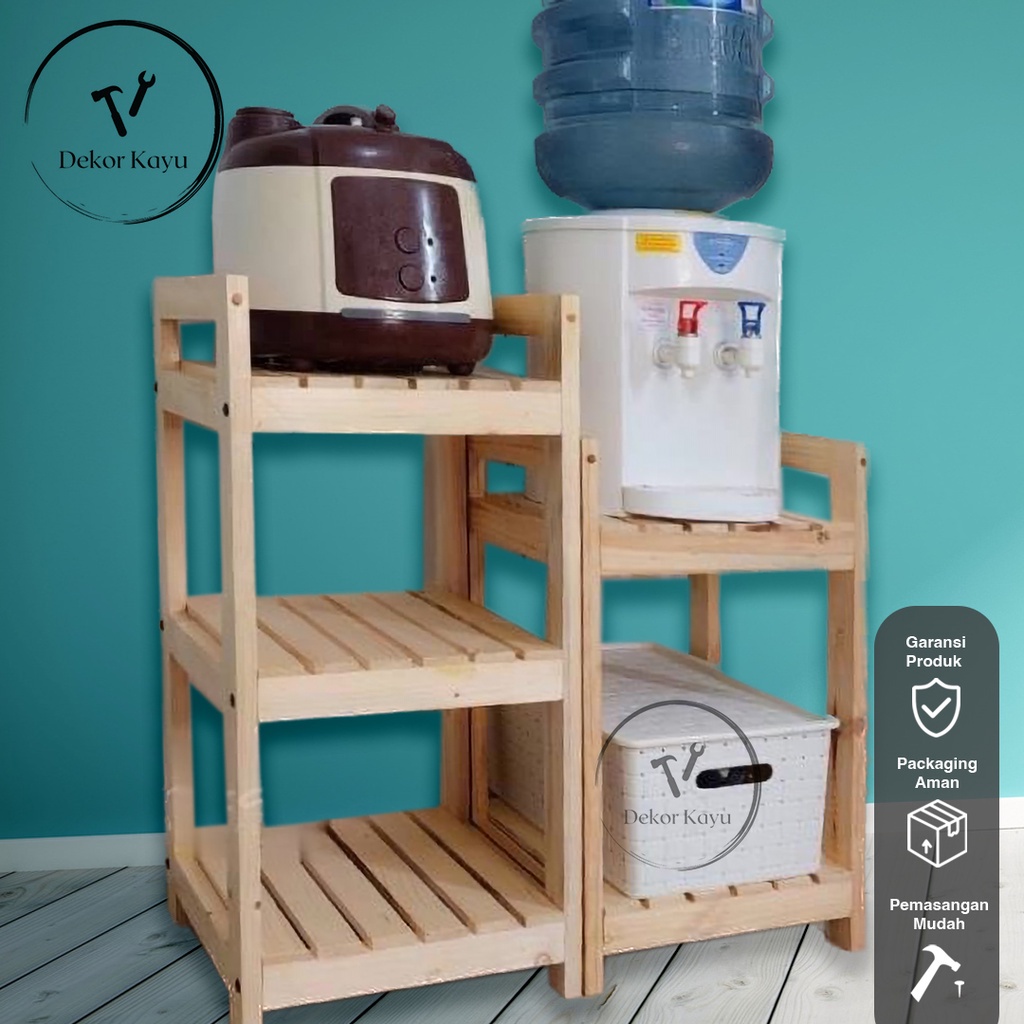 Jual Rak susun untuk Dispenser rak rice cooker Kayu Jati Belanda | Rak ...