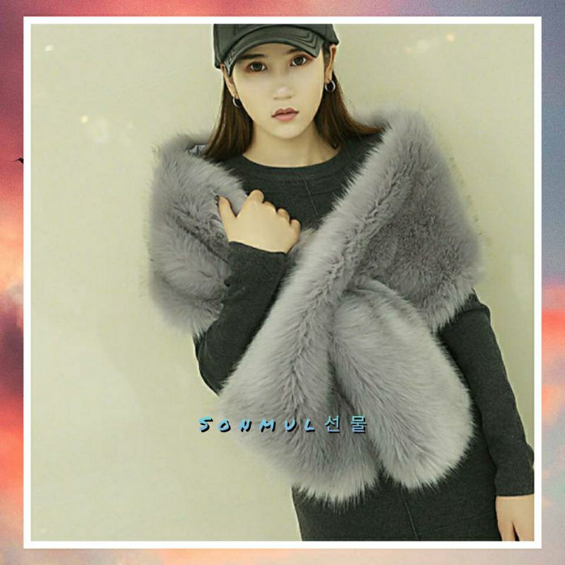 Jual Woman Winter Sabrina Long Shawl Fake Fur / Syal Wanita Bulu ...