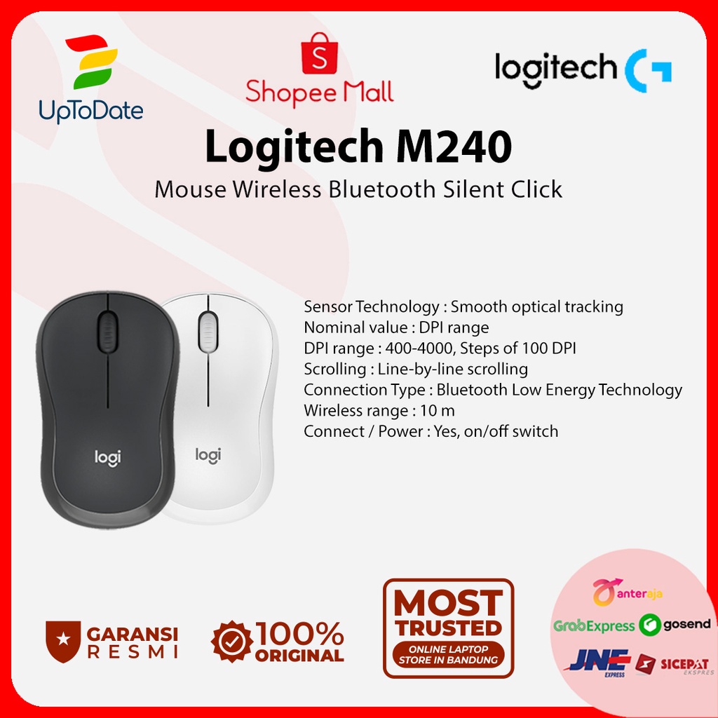 Jual Logitech M240 Mouse Wireless Bluetooth Silent Click | Shopee Indonesia