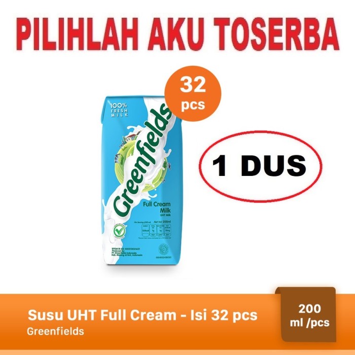 Jual Susu Greenfields FULL CREAM 200 ml - ( HARGA 1 DUS ISI 32 ) | Shopee Indonesia