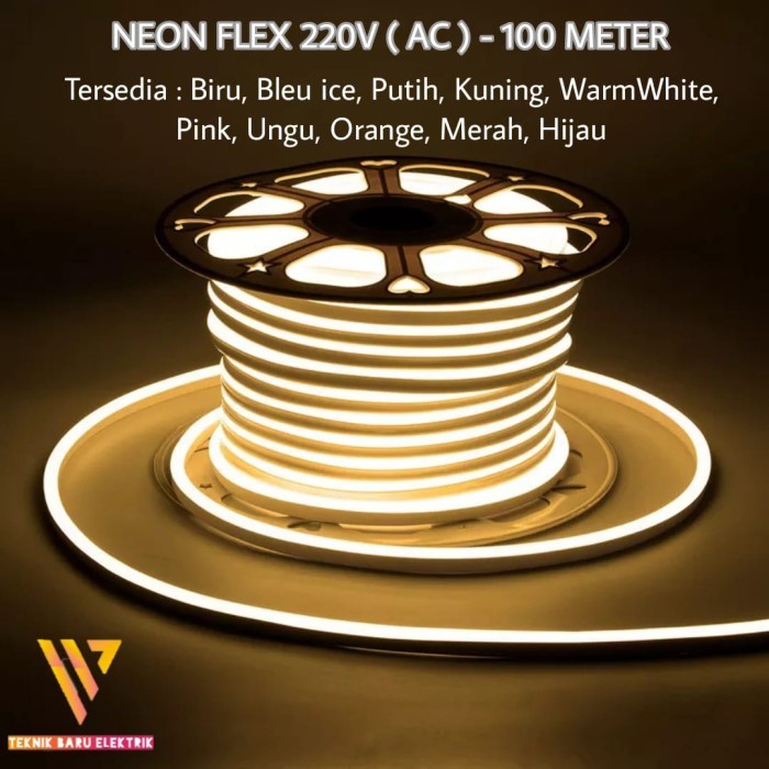 Jual LED NEON FLEX 220V AC 100M 1 ROLL LAMPU FLEXIBLE FREE SOKET ...