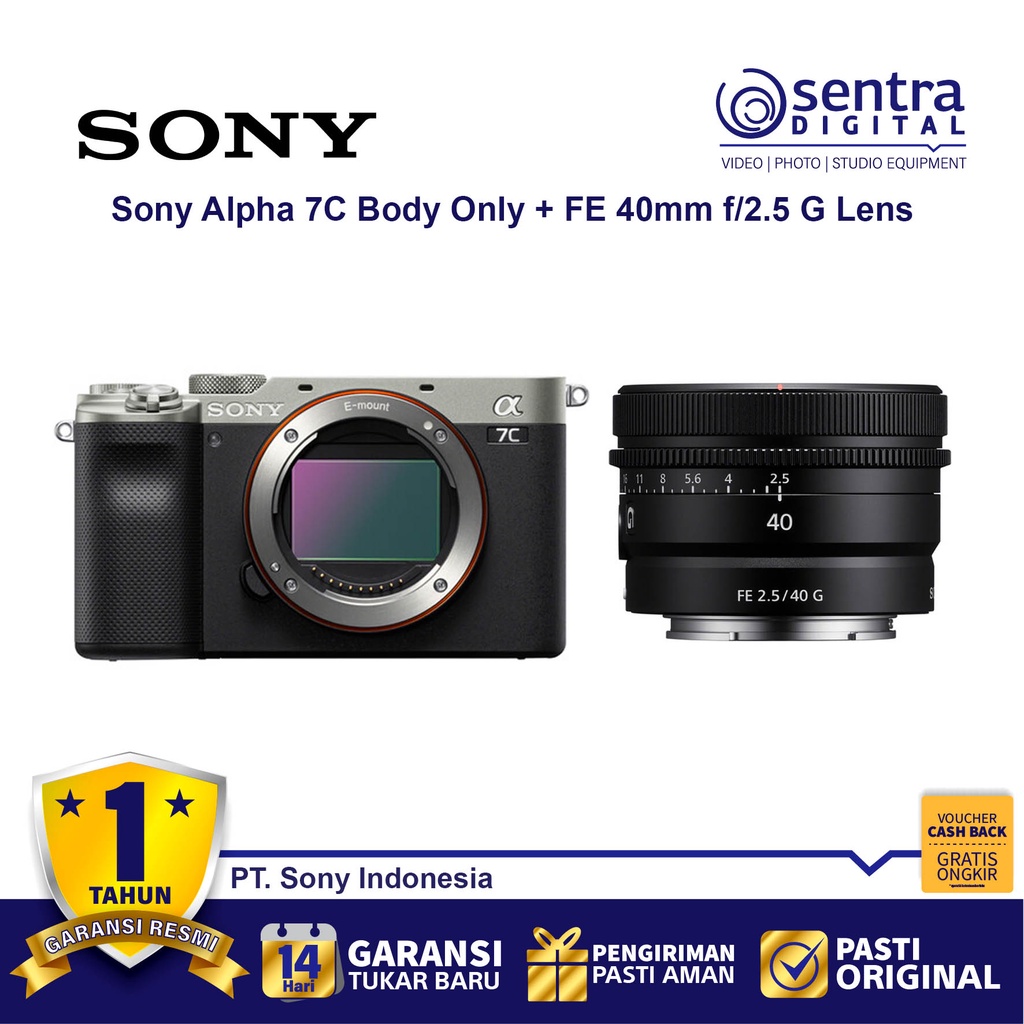 Jual Sony Alpha 7C / A7C Body Only Silver with FE 40mm F/2.5 G Lens ...