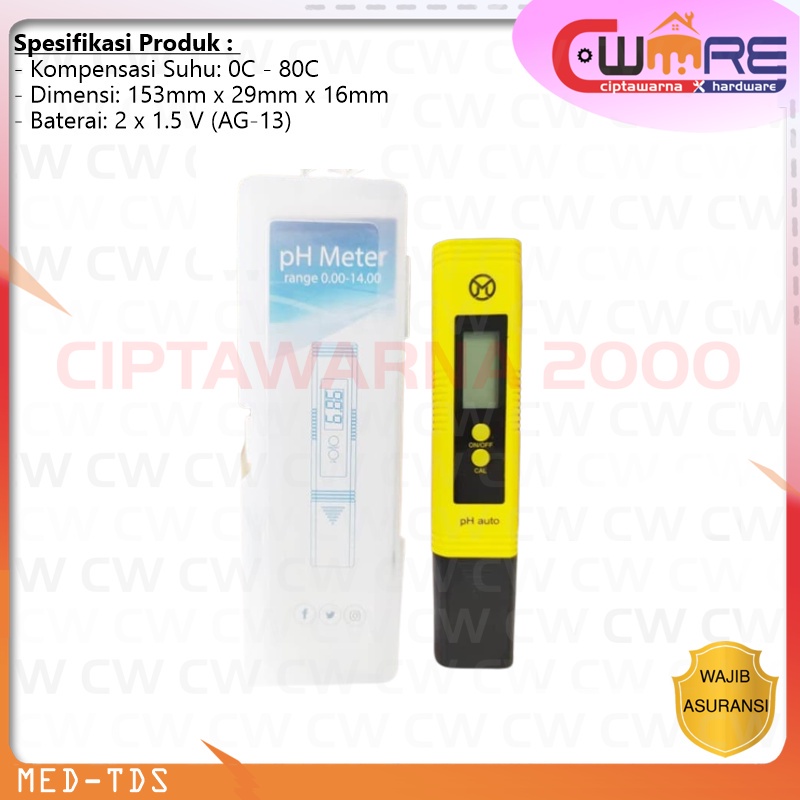 Jual Mediatech PH Meter Auto Kalibrasi Dengan 3 Serbuk Kalibrasi Tester ...