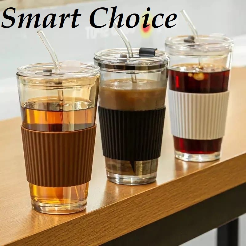 Jual SMART CHOICE Gelas Kopi Tumbler Kaca Susu Teh Aesthetic Gelas Minum Bening Dengan Case Ulir ...