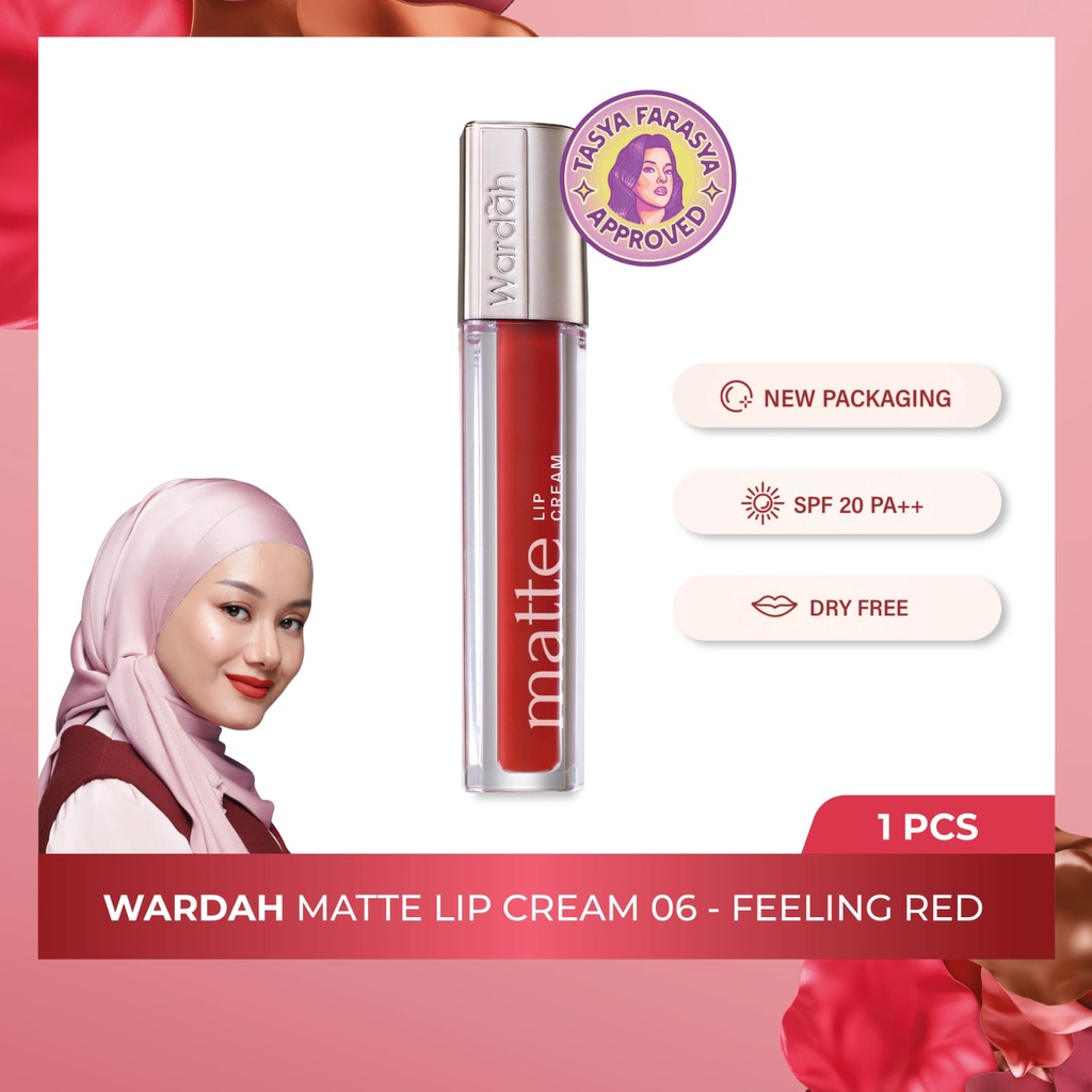 Jual WARDAH EXCLUSIVE MATTE LIP CREAM 06 FEELING RED 4 G | Shopee Indonesia