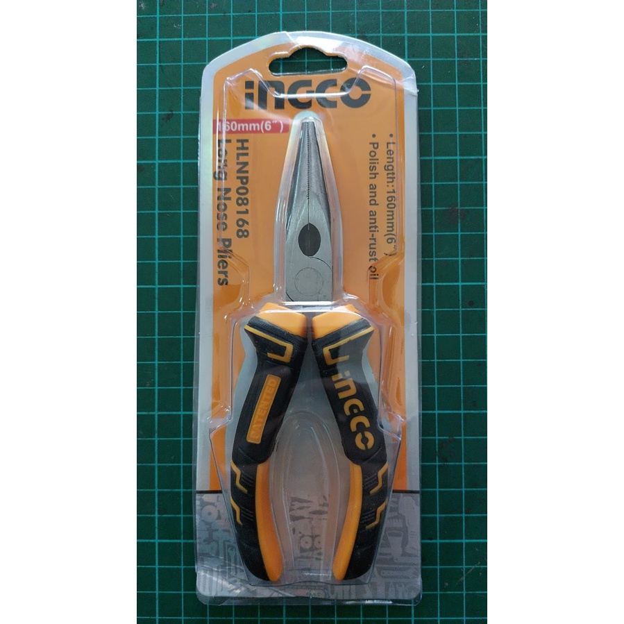 Jual Tang Lancip Runcing 6 inch Long Nose Plier INGCO HLNP08168 Basic ...