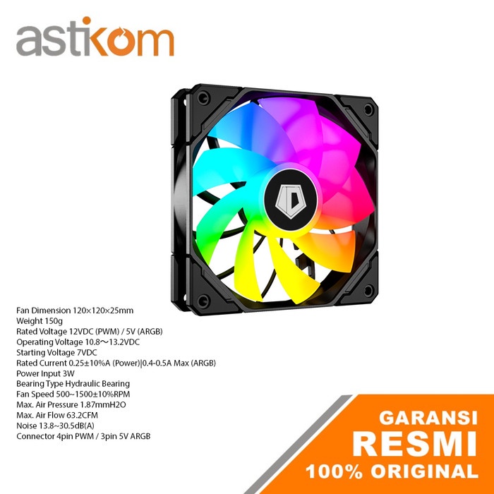 Jual Fan Casing ID-COOLING TF-12025 ARGB Black REVERSE 120mm PWM Fan | Shopee Indonesia