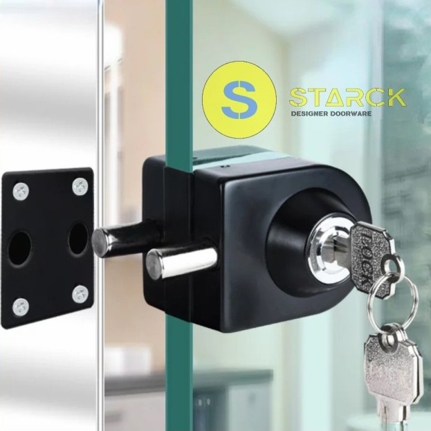 Jual Kunci Grendel Kaca Frameless Jepit Tanpa bor Black Glass Lock - SINGLE GLASS | Shopee Indonesia