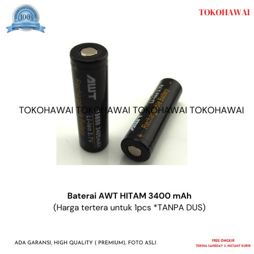 Jual Baterai/Battery AWT BLACK 18650 Kapasitas 3400mAh | Shopee Indonesia