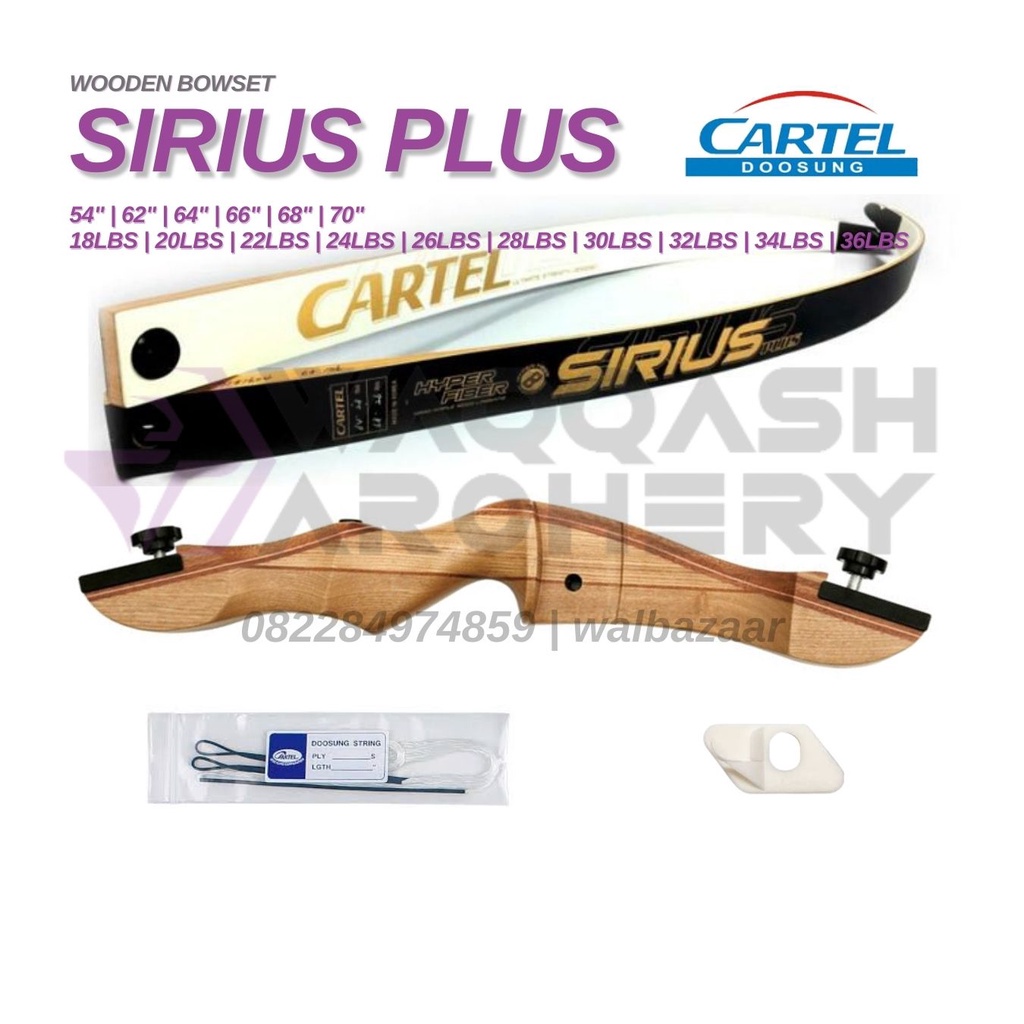 Jual CARTEL SIRIUS PLUS WOODEN BOW SET Busur Barebow Standard 32-36lbs ...