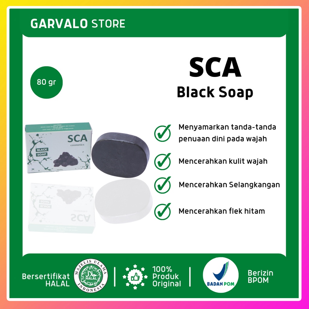 Jual SCA Black Soap 80gr, Sabun Wajah untuk Mencerahkann Noda Hitam ...