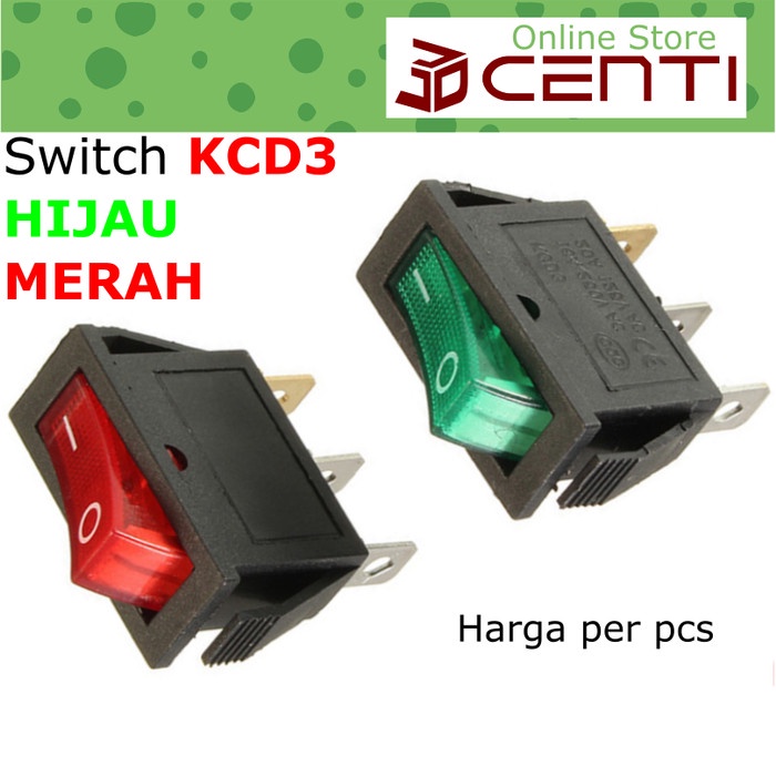 Jual Switch Saklar Gepeng KCD3 303 16A 250V 3 kaki ON OFF LED 30mm 13mm ...