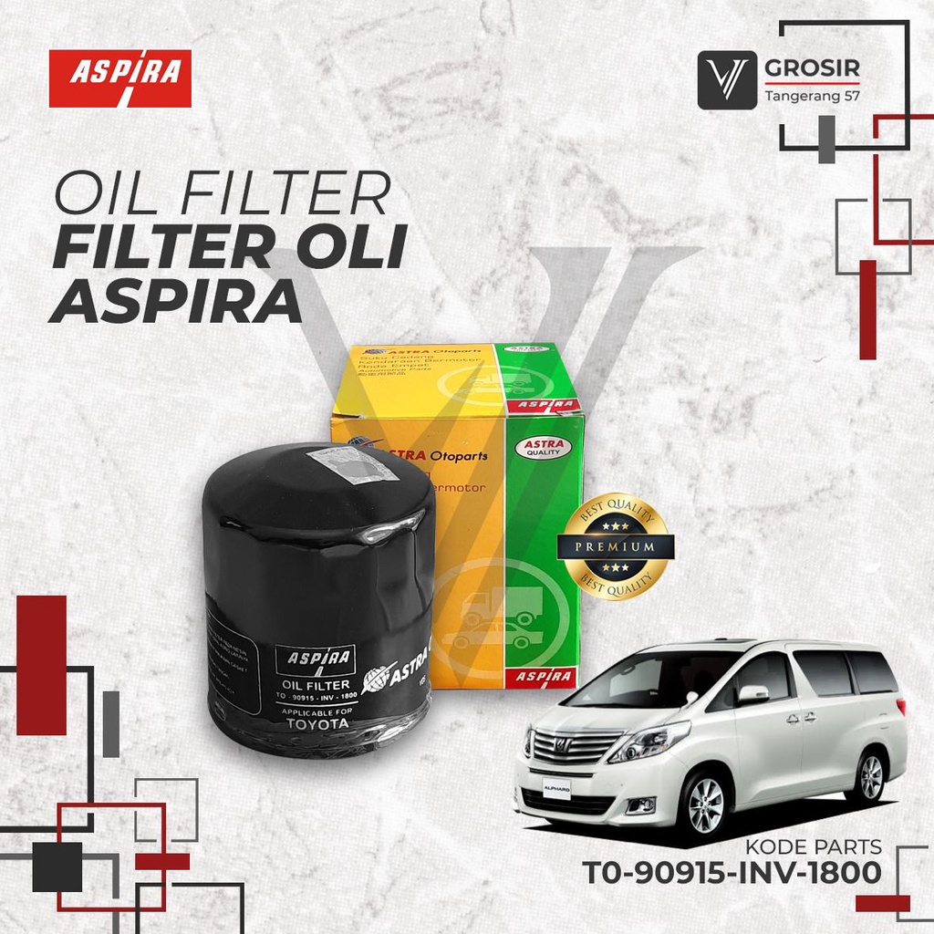 Jual FILTER OLI TOYOTA ALPHARD VELLFIRE 2008-2014 ASPIRA TO-90915-INV ...