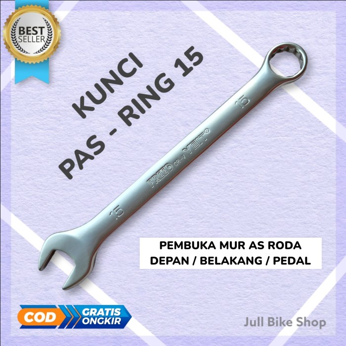 Jual Kunci pas ring 15 mm FREED pembuka mur as roda sepeda ban depan ...