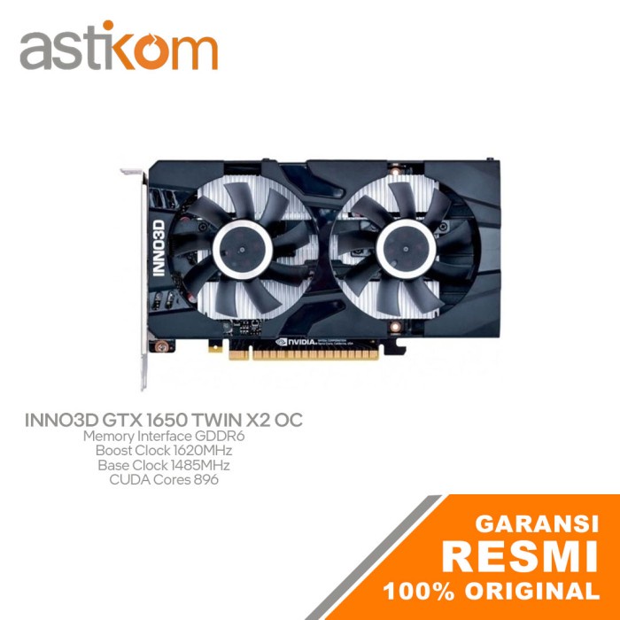 Jual VGA INNO3D Geforce GTX 1650 TWIN X2 OC 4GB GDDR6 DVI DP HDMI ...