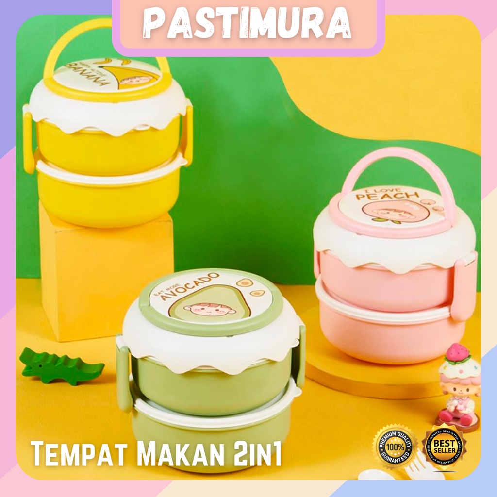 Jual [PSM] LUNCH BOX TUMPUK KOTAK BEKAL 1200 ML ANTI TUMPAH DAPAT FREE ...