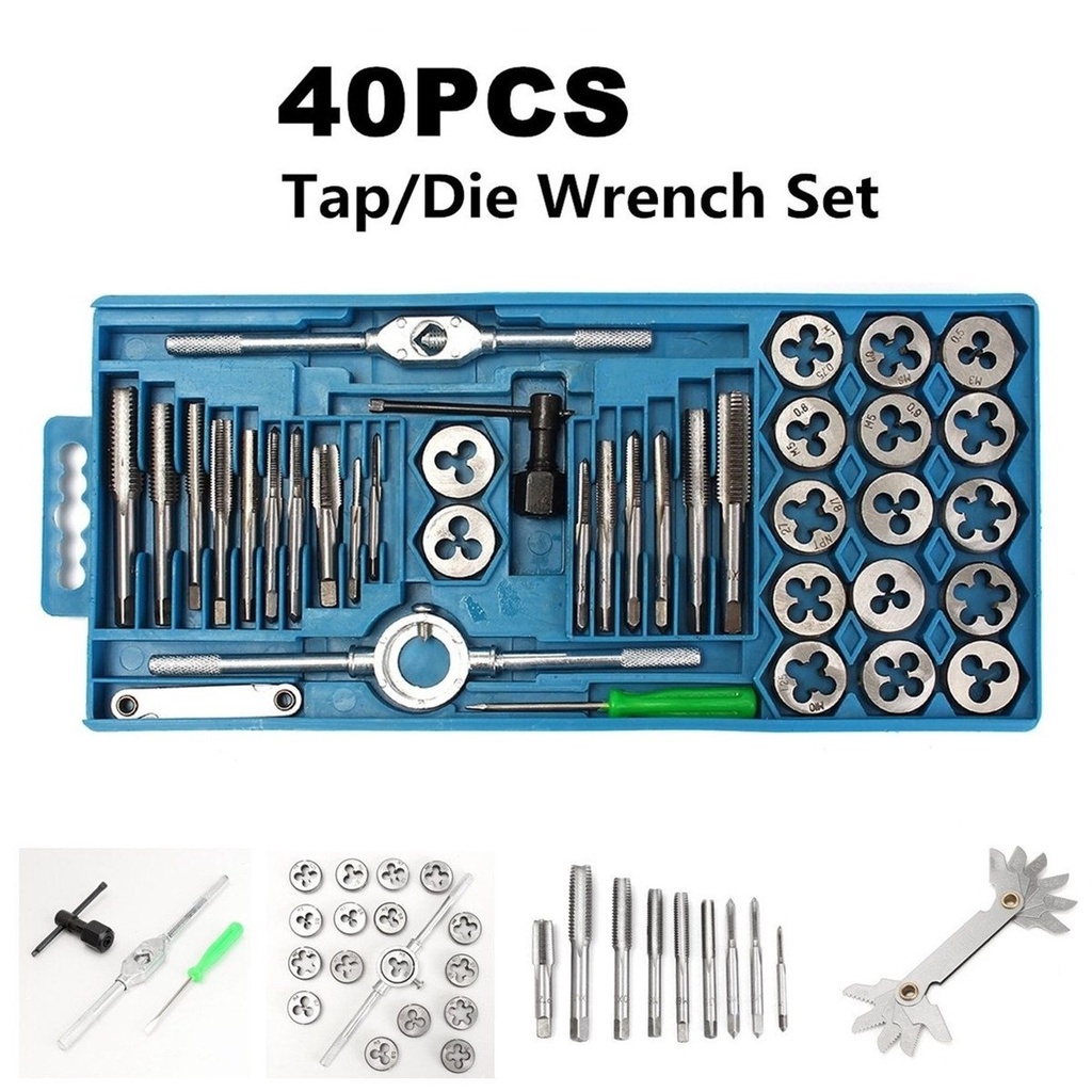 Jual 40 Pcs Tap & Die Set M3-M12 Ulir Sekrup Metrik Keran Kunci Pas ...
