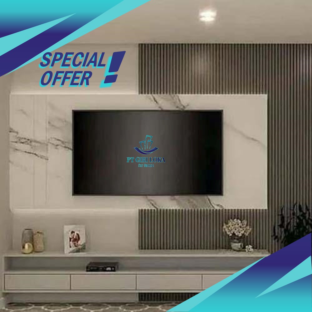 Jual Backdrop tv 200x120x35cm Finishing: HPL (Bukan PVC Sheet) + edging ...