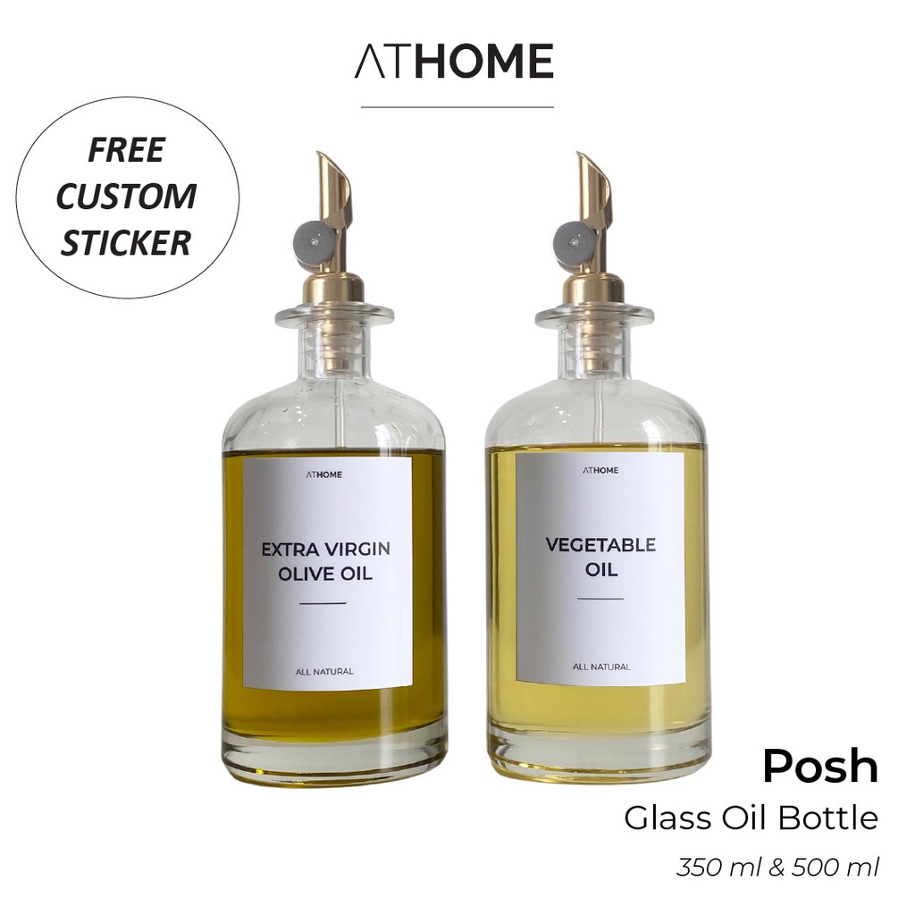 Jual ATHOME POSH Glass Oil Bottle 350ml 500ml/ Botol Kaca Tempat Minyak ...