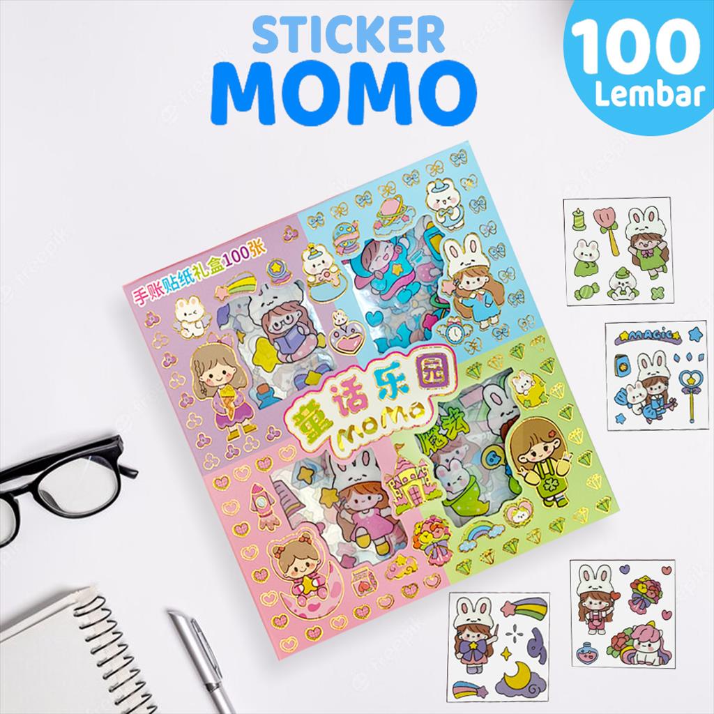 Jual 100 Lembar Sticker MOMO 4 Warna/ Stiker Jurnal/ Sticker Buku ...