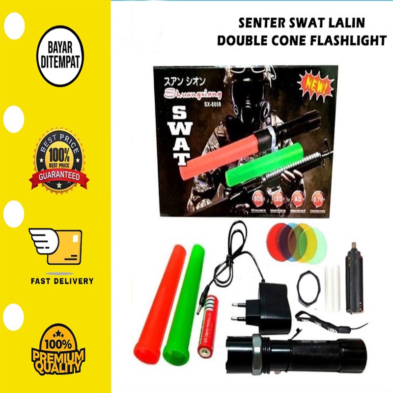 Jual Lampu Senter Senter Swat Police 2 Lalin cone Flaslight kompas 2 ...