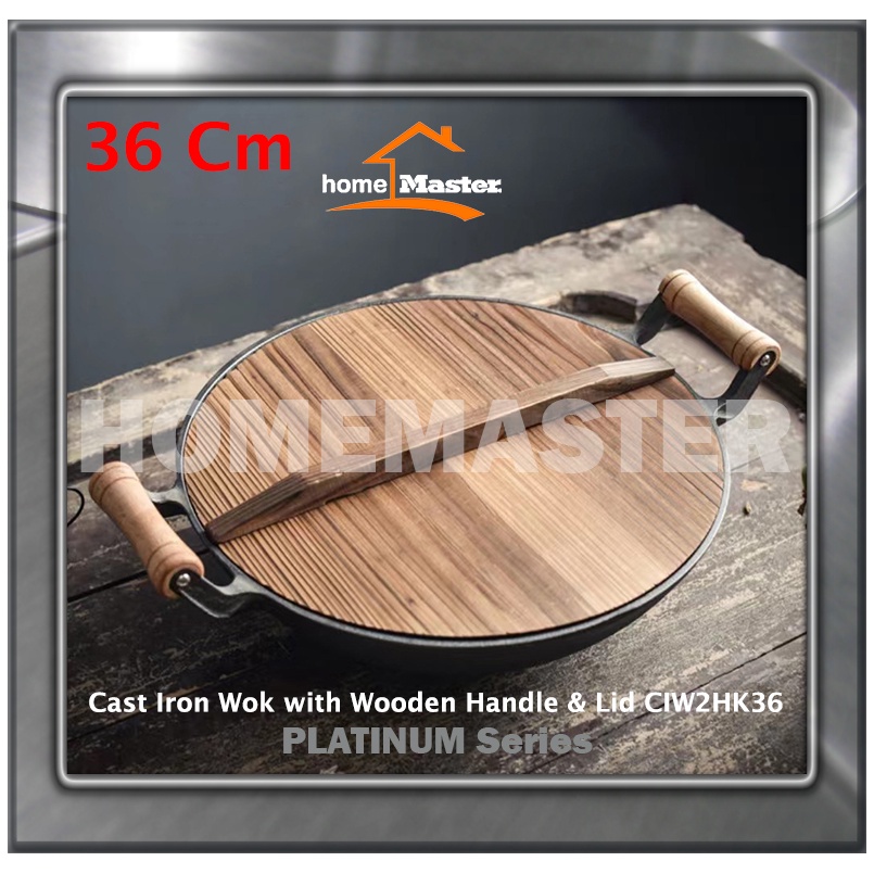Jual HomeMaster Cast Iron/Besi Cor Wok/Wajan Handle Kayu dengan/With ...