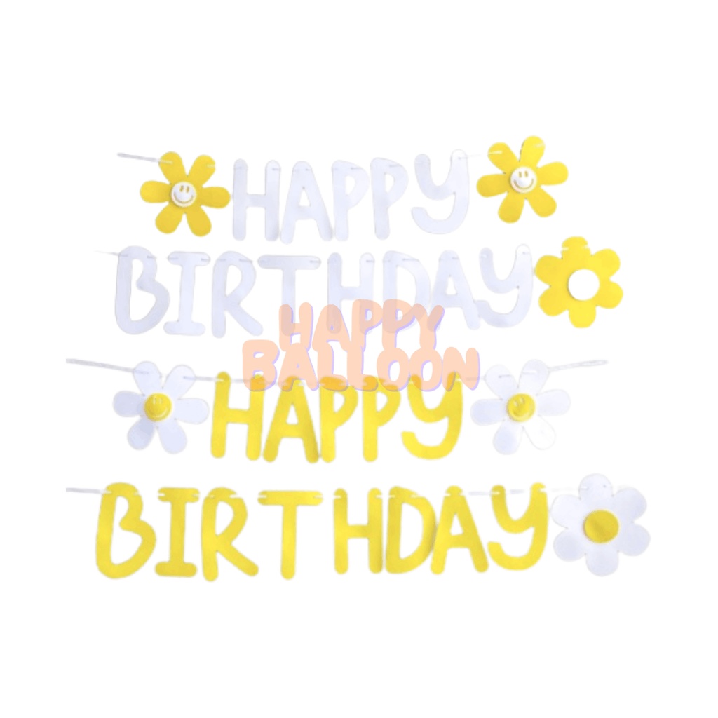 Jual HappyBalloon Banner Happy Birthday Bunga Daisy | Shopee Indonesia