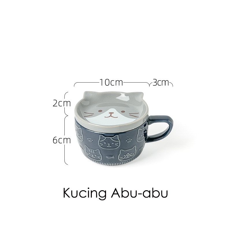 Jual Kucing Dipotong Mug Set Ceramic Cup Cartoon Cat Cute Gelas Dengan ...