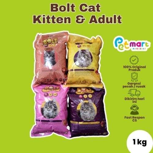 Jual Makanan Kucing Kering Dewasa Bolt Cat Tuna & Salmon Repack Adult ...