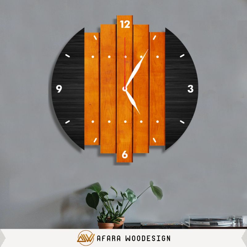 Jual Jam Dinding Hiasan Dekorasi Pajangan Dinding Kamar Motif Kayu Unik ...