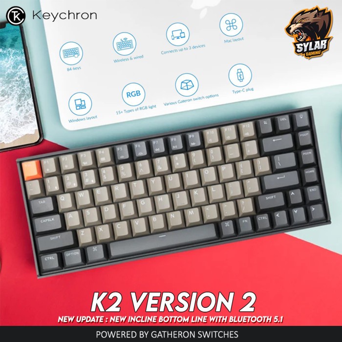 Jual Keychron K2 Bluetooth Wireless Mechanical Keyboard - Merah ...