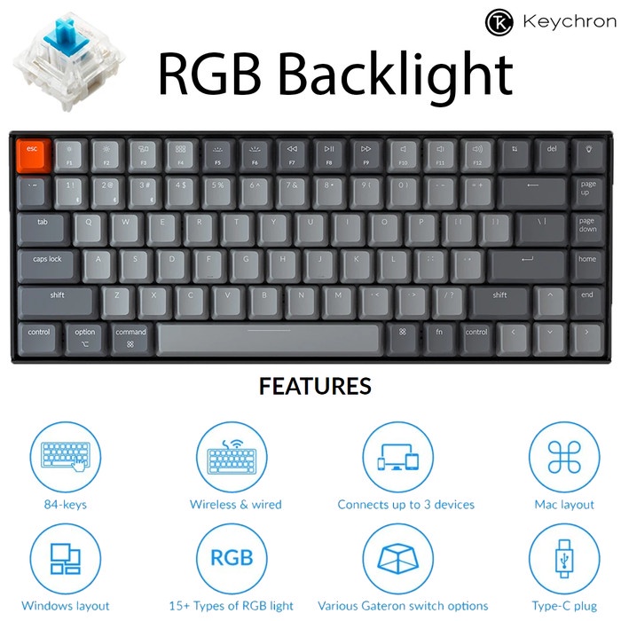 Jual Keychron K2 RGB Backlight Plastic Frame Wireless Mechanical ...