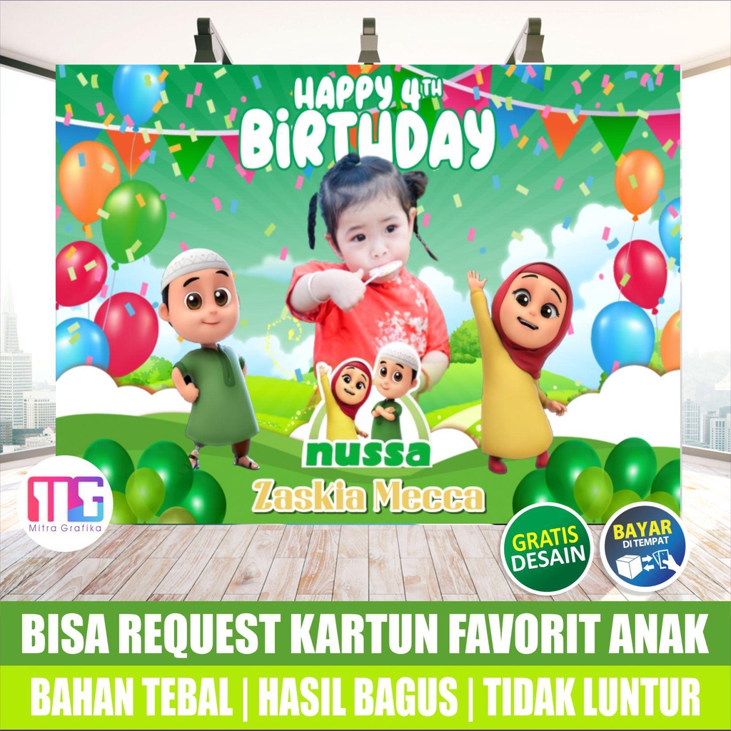 Jual Cetak Spanduk ultah anak tema nusa dan rara / banner ulang tahun ...