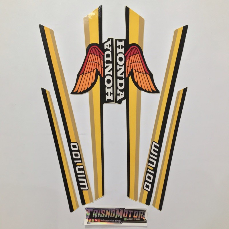 Jual Striping list body Honda WIN 100 Custom warna Kuning list honda ...