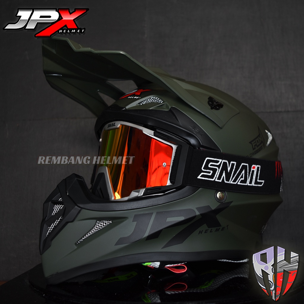 Jual HELM JPX CROSS FOX1 SOLID GREEN ARMY DOFF PAKET GANTENG GOOGLE ...