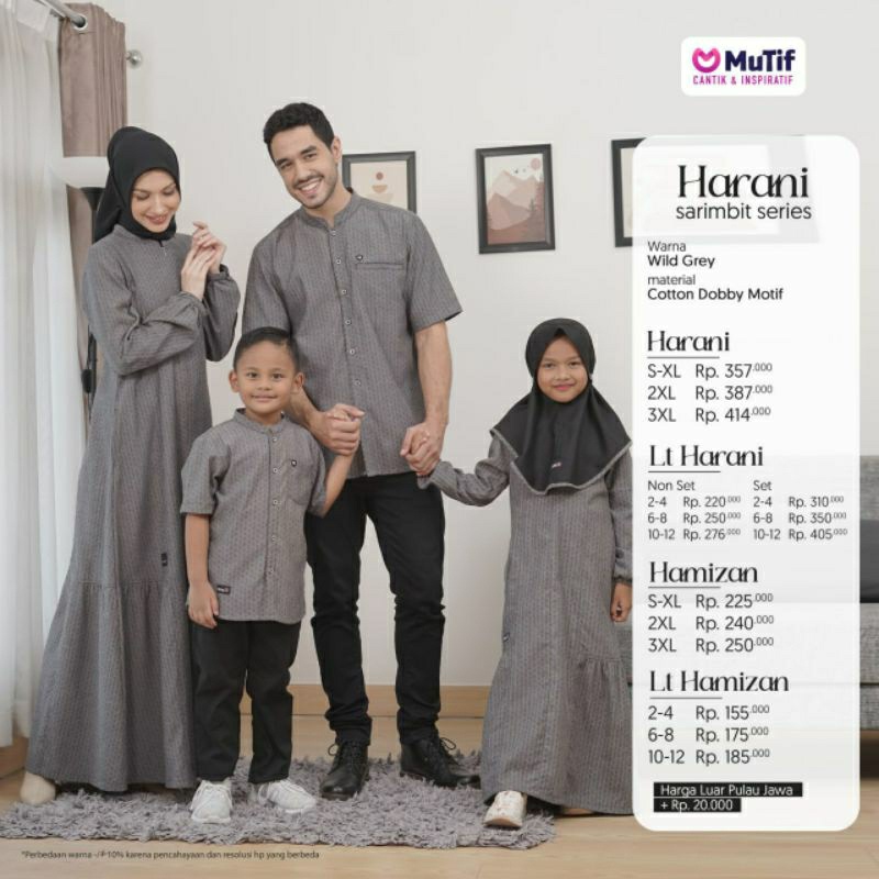 Jual Baju Keluarga Mutif Sarimbit Harani Wild Grey Mutif Man Hamizan ...