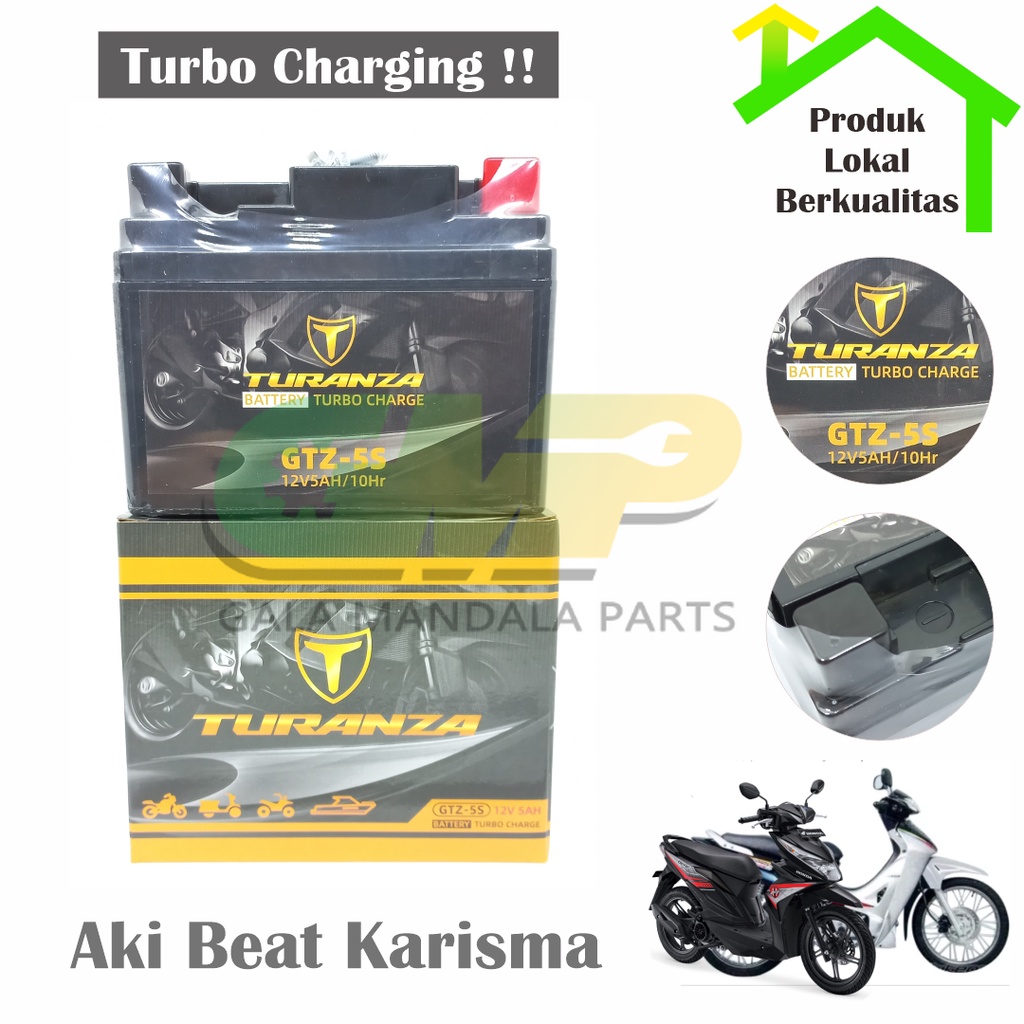 Jual Turanza Aki GTZ5S 12V 5Ah Beat Mio-J Karisma Battery Turbo Charge ...